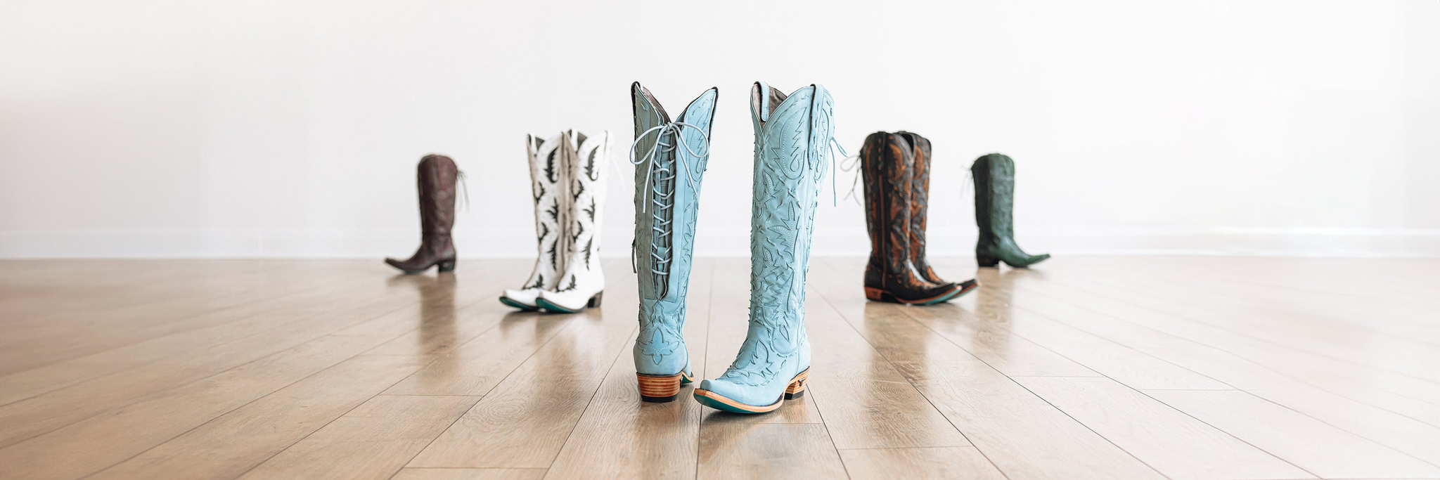 Reverie Tall Western Snip Toe Boots with Overlay Underlay Details