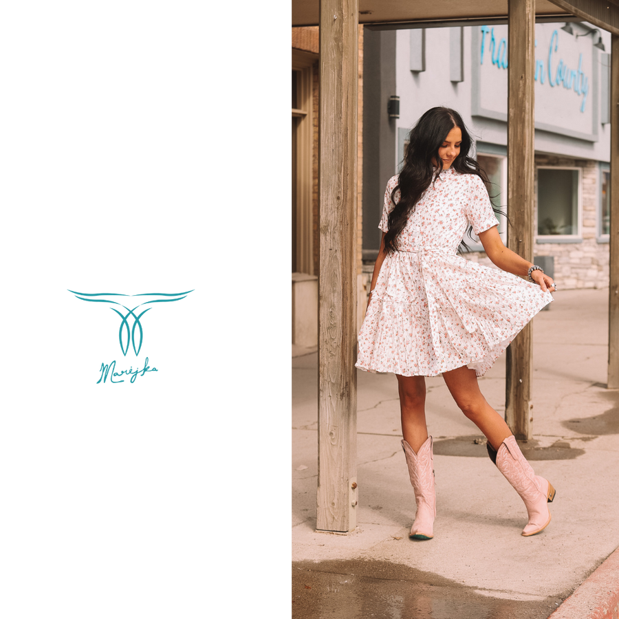 Smokeshow x Marijka Pink Cowgirl Boots Snip Toe Tall Fashion Stitch ...