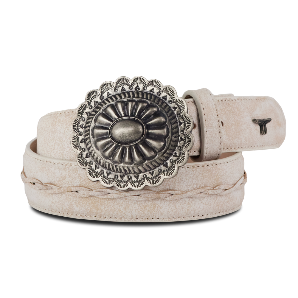 1.5 Woven Braided Belt with Round Buckle - Ceramic Crackle