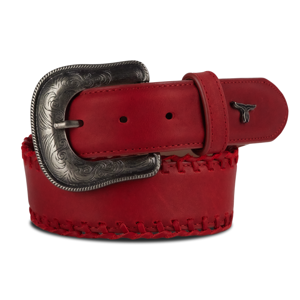 1.5 Woven Laced Belt with Single Buckle - Smoldering Ruby