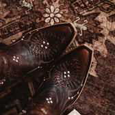 Cossette Boho Western Boot Cognac Brown Womens Cowgirl Boots Snip Toe
