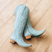 Reverie Tall Light Blue Knee High Snip Toe Boot Women's Cowboy Boots