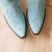 Reverie Tall Light Blue Knee High Snip Toe Boot Women's Cowboy Boots