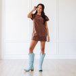 Reverie Tall Light Blue Knee High Snip Toe Boot Women's Cowboy Boots