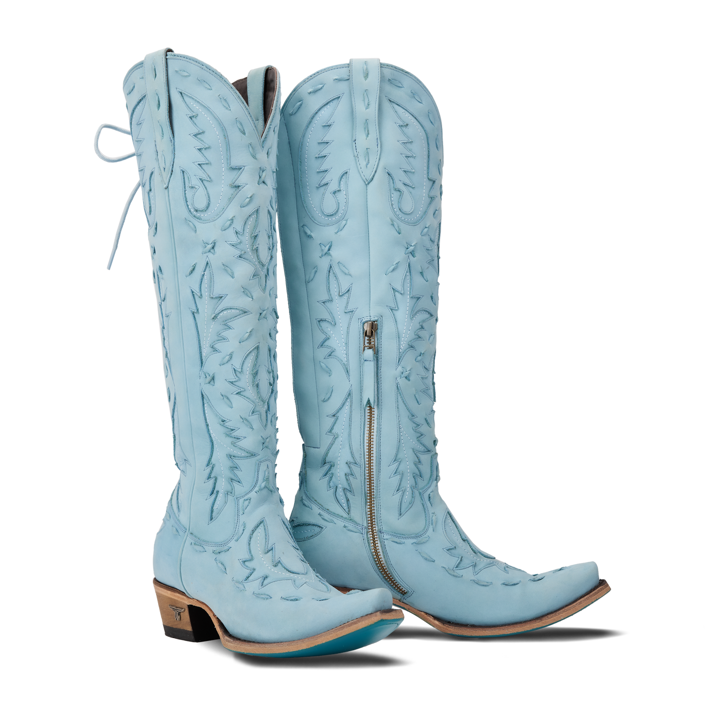 Reverie Tall Light Blue Knee High Snip Toe Boot Women's Cowboy Boots