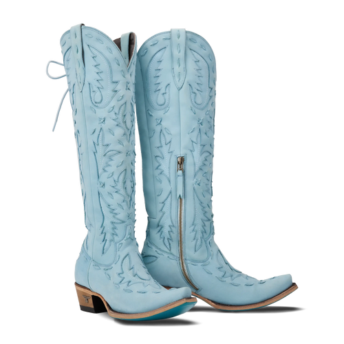 Reverie Tall Light Blue Knee High Snip Toe Boot Womens Cowboy Boots 8743