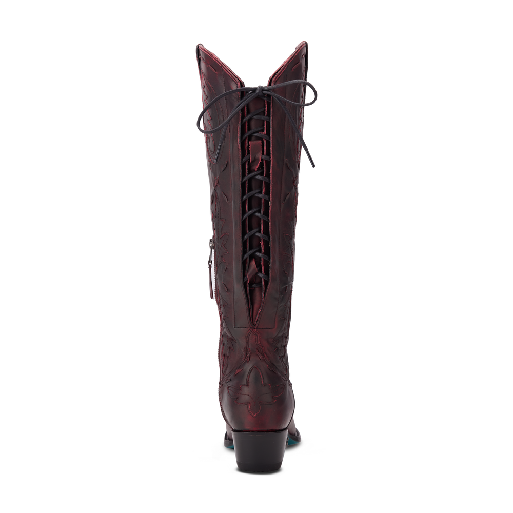 Reverie Tall Black Cherry Knee High Snip Toe Boot Women's Cowboy Boots