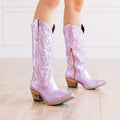 Smokeshow | Lavender Metallic Cowgirl Boots Snip Toe Tall Fashion ...