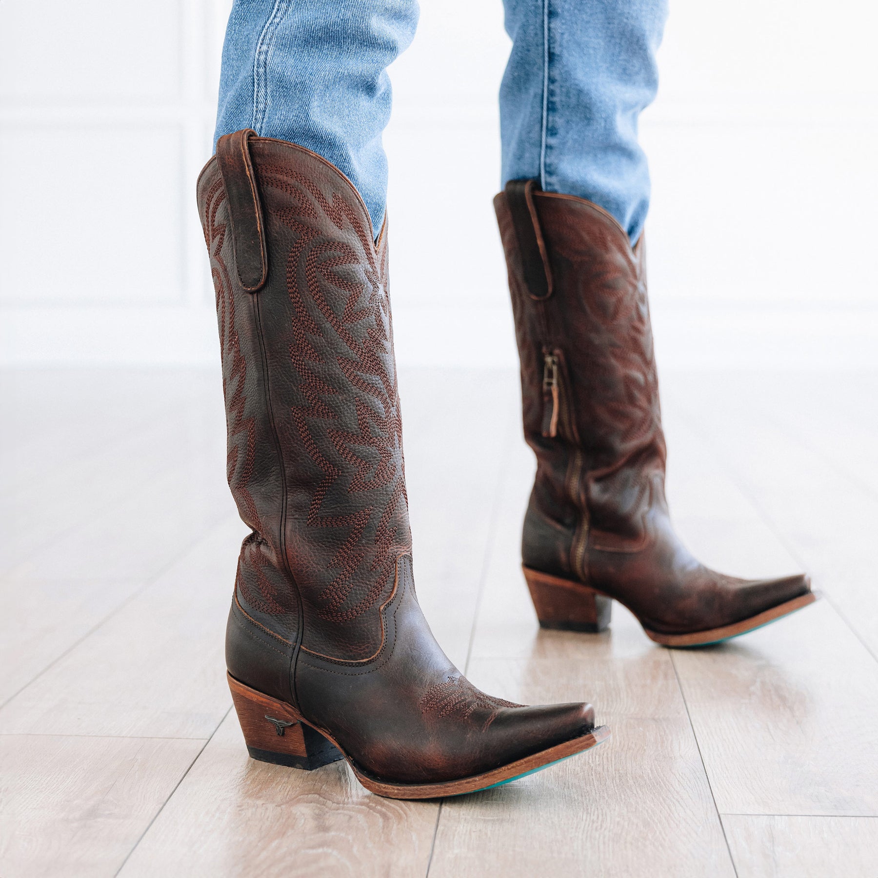 Smokeshow Boot | Women's Brown Cowboy Boots Snip Toe Tall Fashion