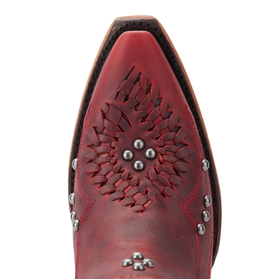 Cossette Boho Western Bootie | Red Womens Cowgirl Ankle Boot Snip Toe ...