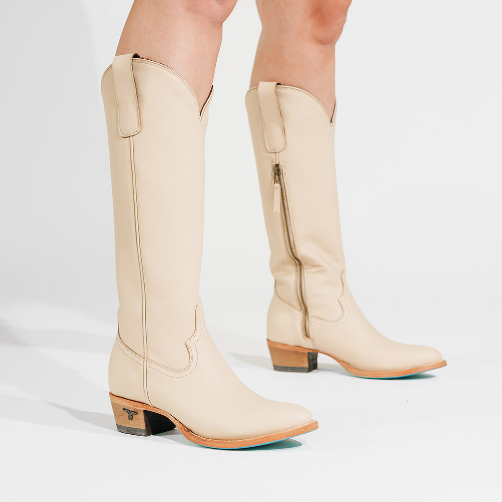 Plain Jane Boot | Womens Western Tall Boots | Round Toe Pale Ivory