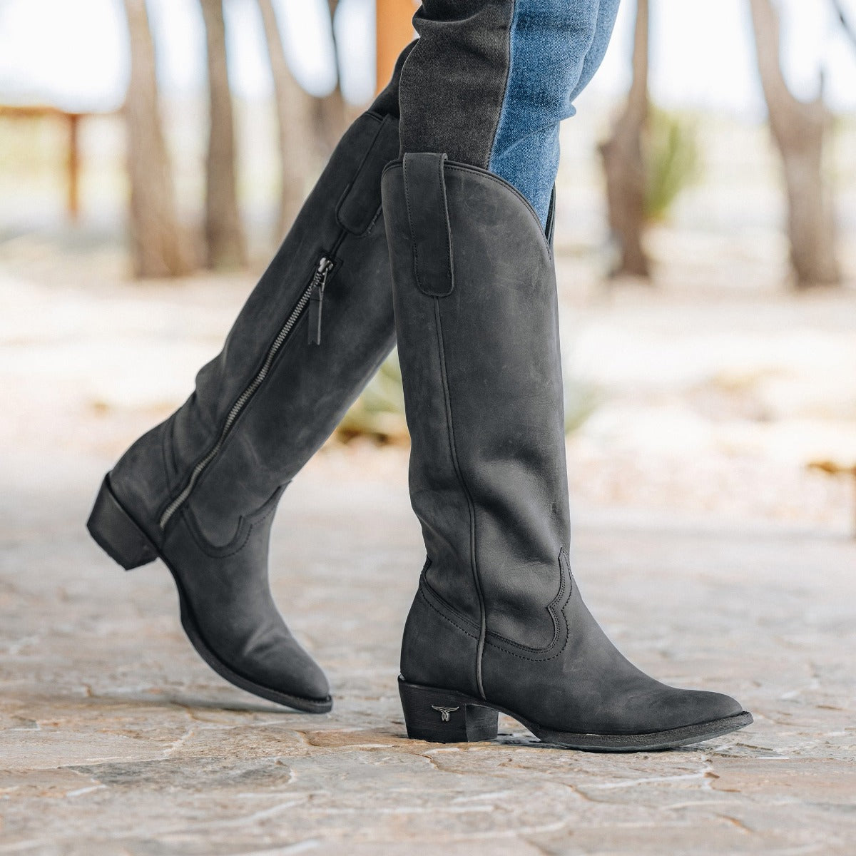 Plain Jane Boot | Womens Western Tall Boots | Round Toe Black – Lane Boots