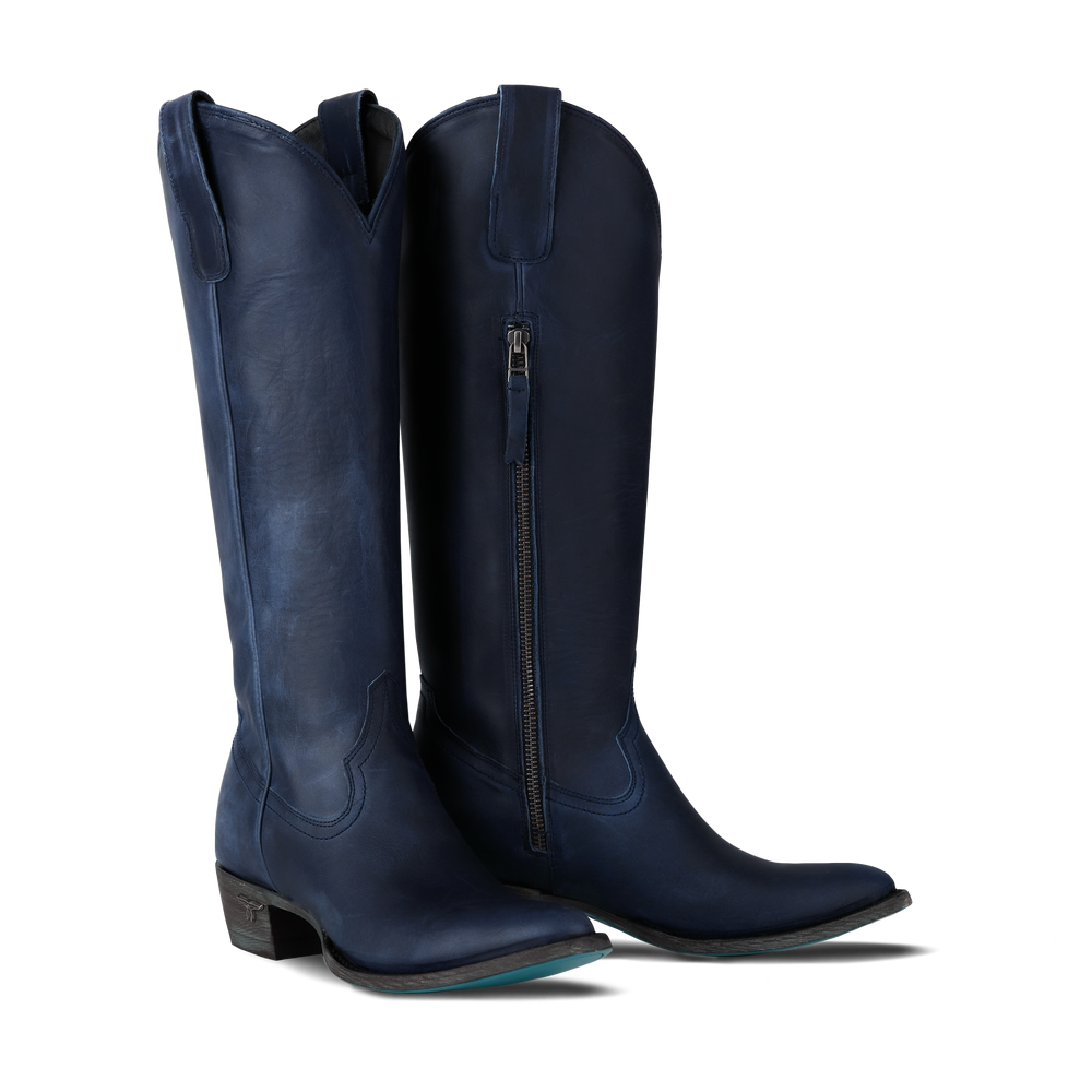 Plain Jane Boot Midnight Navy | Womens Western Tall Boots | Round Toe Brown