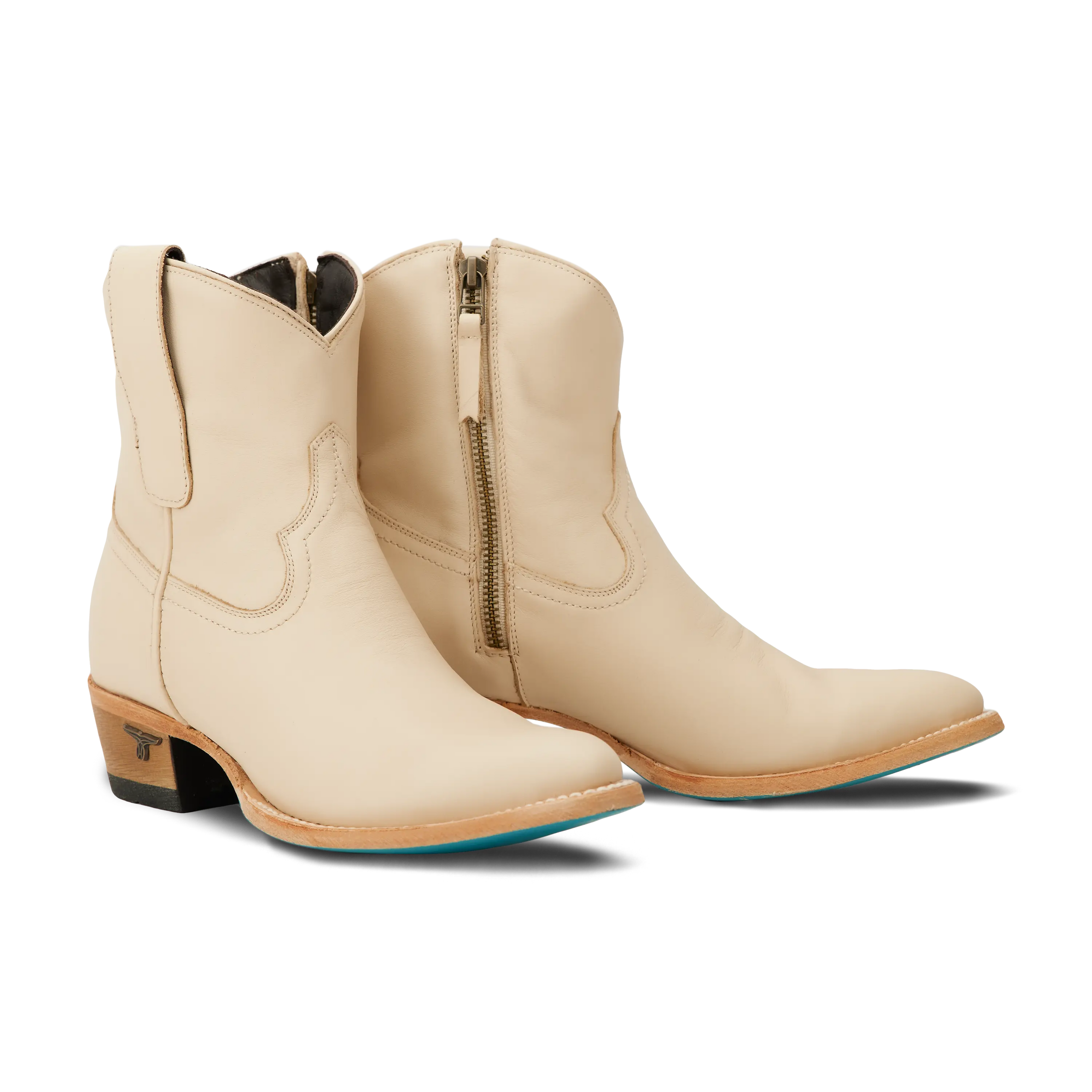 Plain Jane Bootie in Pale Ivory Womens Western Ankle Boots