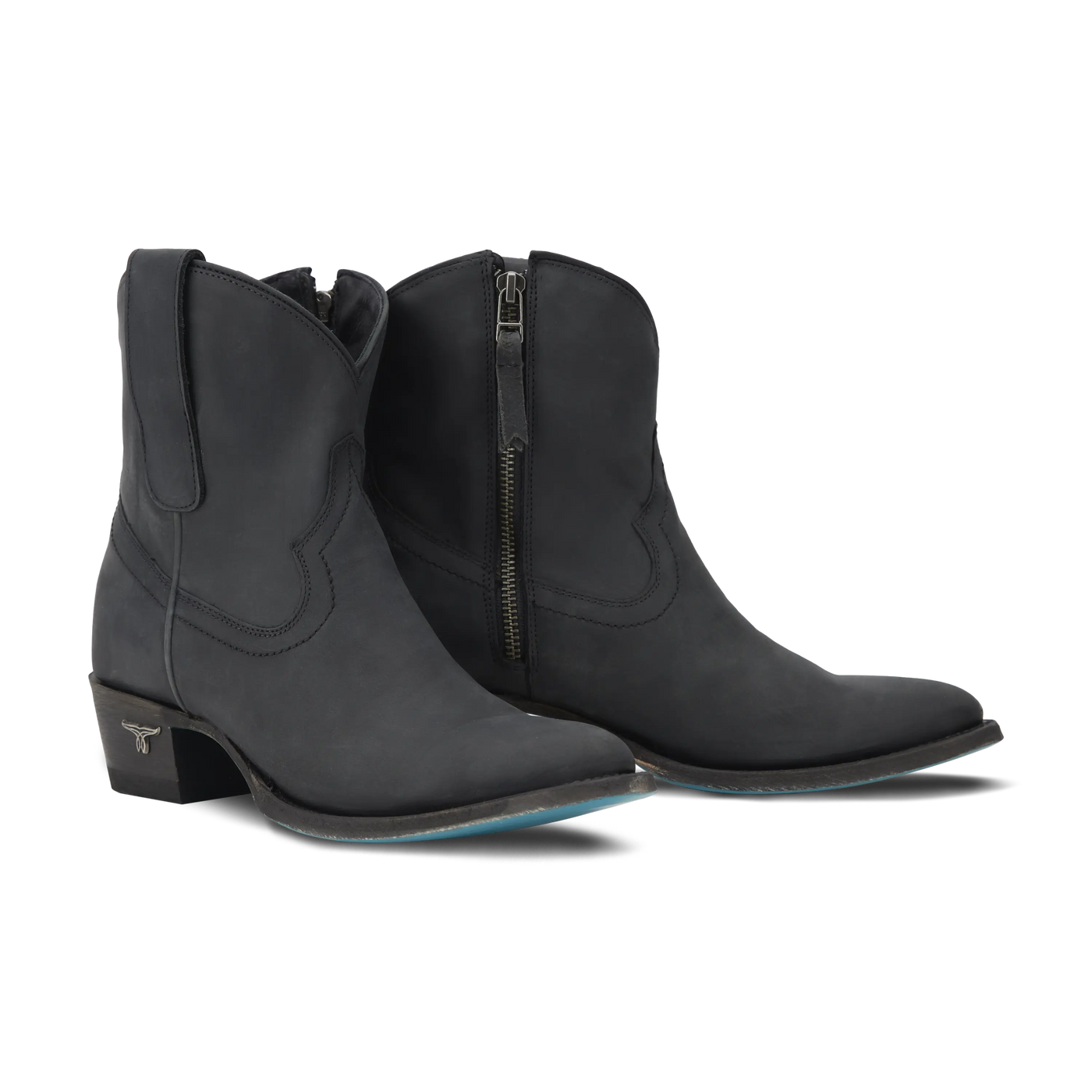 Plain Jane Bootie Womens Black Leather Booties Western Ankle Boots