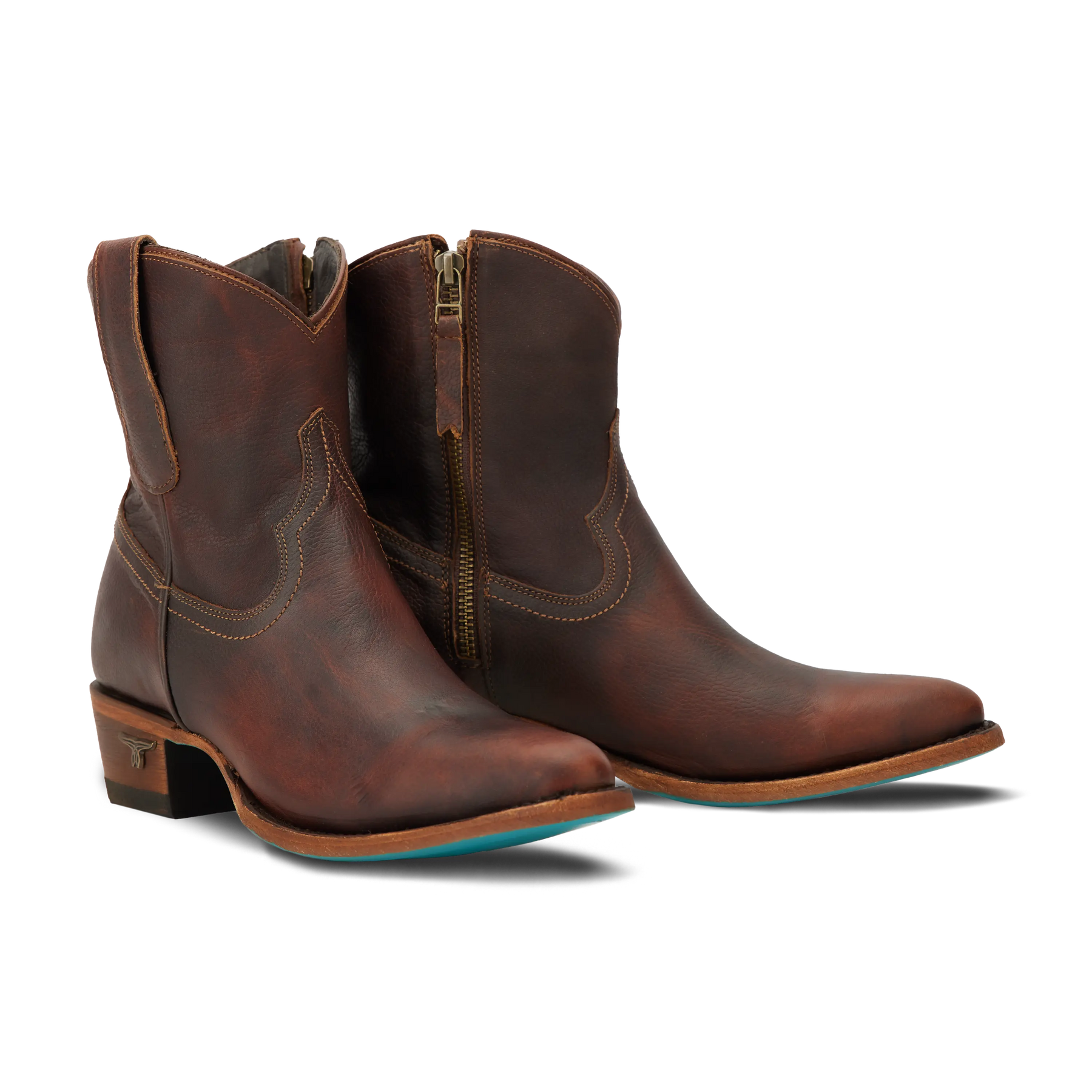 Plain Jane Bootie Womens Cognac Leather Booties Western Ankle Boots