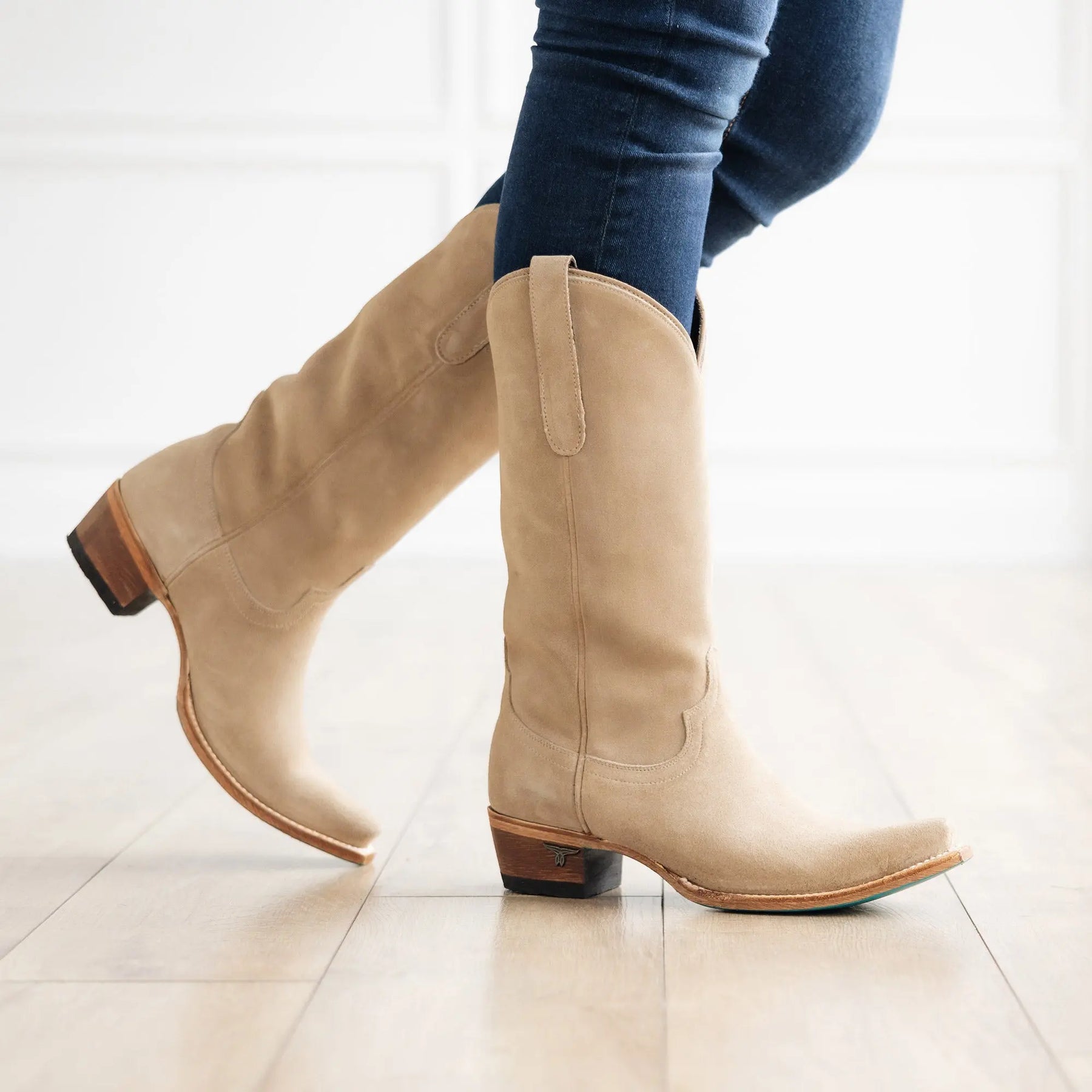 Emma Jane Boot | Latte Suede Snip Toe Women's Cowboy Boots