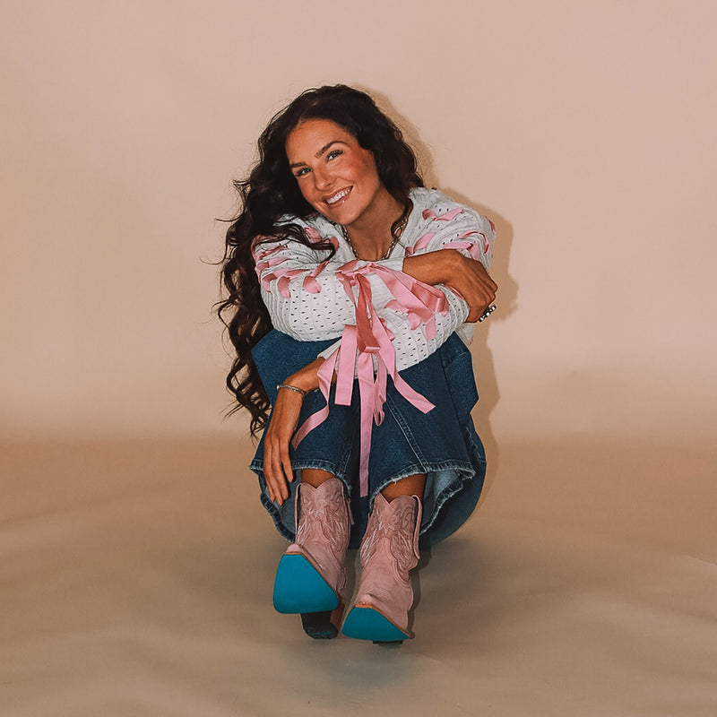 Smokeshow x Marijka Pink Cowgirl Boots Snip Toe Tall Fashion Stitch