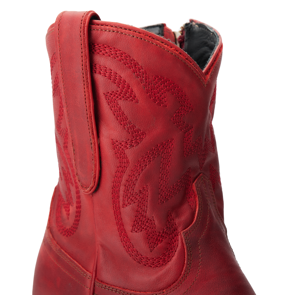 Smokeshow Bootie | Women's Smoldering Ruby Cowboy Ankle Boot Snip Toe