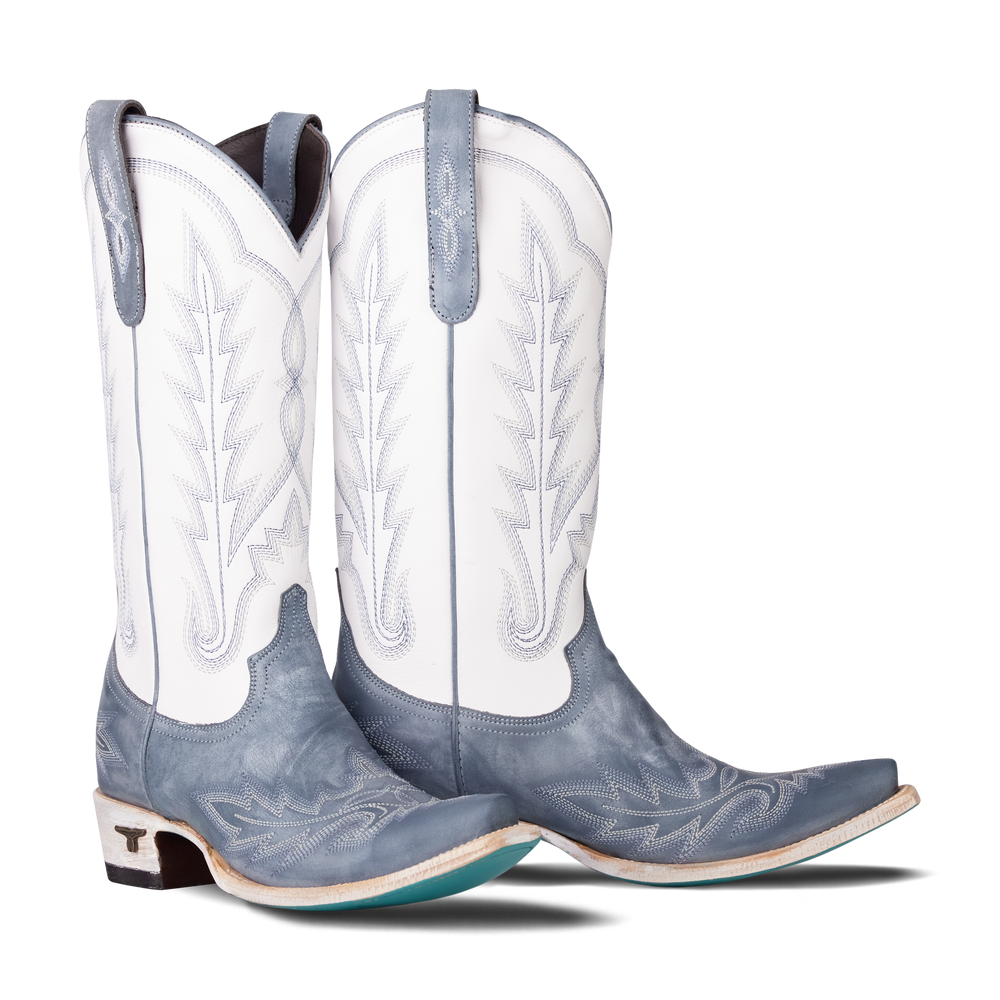 Lexington Boot - Washed Denim/Matte White