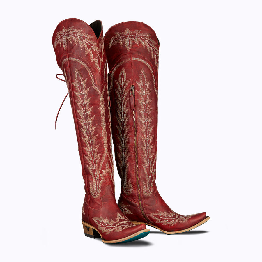 Lexington Over the Knee Boot | Snip Toe Women's Red Cowboy Boots – Lane Boots