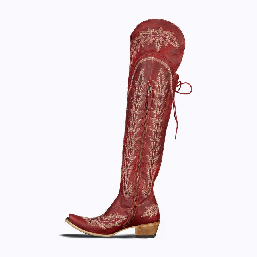 Lexington Over the Knee Boot | Snip Toe Women's Red Cowboy Boots – Lane Boots